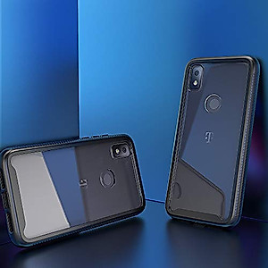 IDweel Fullbody Case for TCL REVVL 4,T-Mobile REVVL 4 Case, Hybrid Built-in Screen Protector TPU Shock Absorption Shatter-Resistant Bumper + Clear PC Back Anti-Drop Cover, Clear/Black Bumper