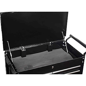 JEGS Rolling Tool Box Cart with Drawers - 4 Ball-Bearing Glided Drawers - 16-Gauge Steel - 580 LBS Total Capacity - Black Powder Coat Finish Toolbox on Wheels