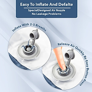 Inflatable Travel Neck Pillow: Extra-Soft, Cushion. For Airplanes, Trains, Cars, Portable Travel Accessory-With Carrying Pouch For cell phone and Passport Etc. (Blue)