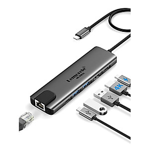 Lemorele USB C Hub 4K 60Hz, 6 in 1 USB C Multiport Adapter w/4K HDMI, 2 USB-A 3.0, Gigabit Ethernet, 100W PD, USB C 3.0 5Gbps Data Port for MacBook Pro/Air M1 2020, iPad Pro 2021 /Mini 6, Surface Pro