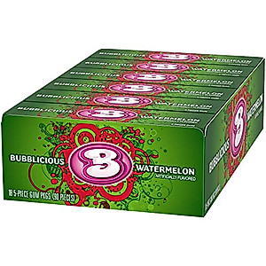 Bubblicious Watermelon Gum, 18 Packs of 5 Pieces (90 Total Pieces)