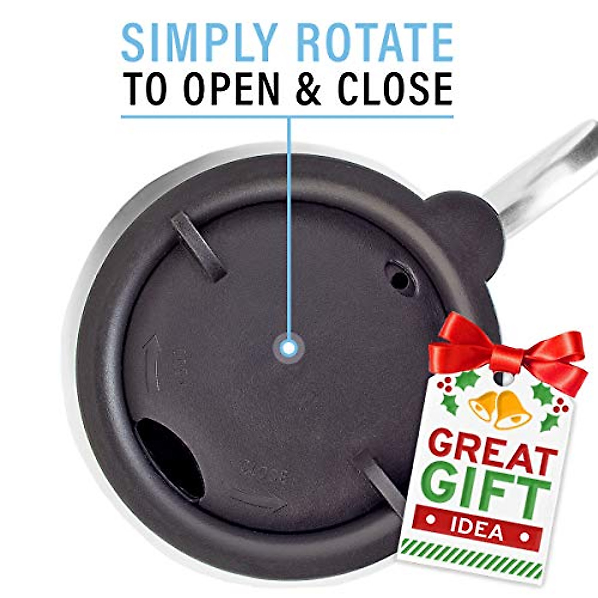 Stainless Steel Coffee Mugs with Lid ( Set of 2 ) - 14 oz Double Walled Steel Coffee Glasses with Lid & Handle - Coffee to Go, Travel, Outdoor, Camping - Vacuum, Shatterproof, Durable Coffee Mug