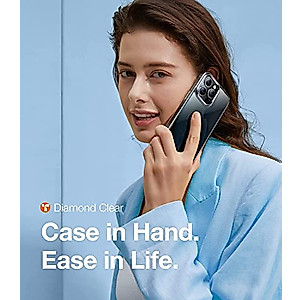 TORRAS Diamond Clear iPhone 14 Pro Case, 10FT Military Grade Drop Tested, Non-Yellowing, Shockproof Protective Hard Back Slim Thin Clear Case for iPhone 14 Pro Phone Case, 6.1 Inch, Clear