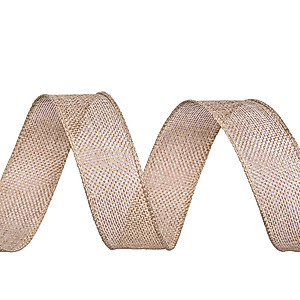 Ribest Burlap Natural Wired Ribbon, 1 1/2 inch 10 Yard, Jute Ribbon for Decoration Bows Craft Gift Wrapping Wreath Sewing