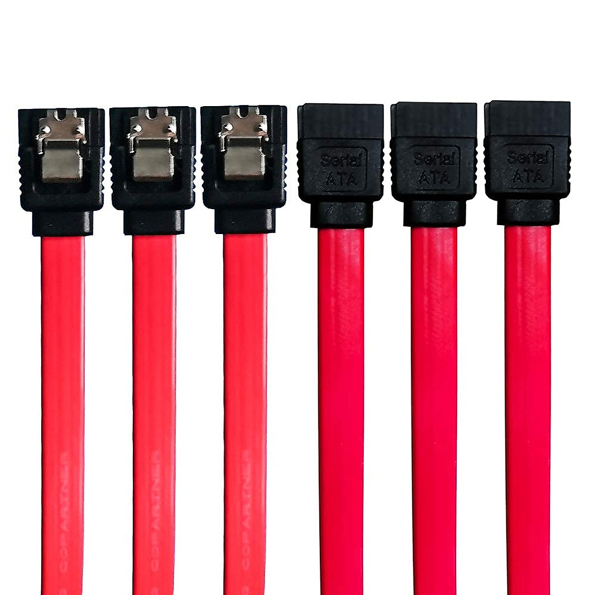USECL 4 Pack Straight SATA III Hard Disk Cable 6.0GBPS,7pin Female to Female Date Cable with Locking Latch,Length :18 inches（red）