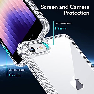 ESR for iPhone SE (2022) Case, iPhone SE (2020) and iPhone 8, Military-Grade Protection, Shock-Absorbing Corners, Scratch and Yellowing-Resistant Back, Phone Case for SE 3/2, Air Armor Case, Clear