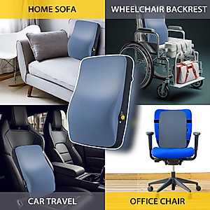 Lumbar Support Pillow for Office Chair Back Support Pillow, Support Point Adjustable Lumbar Pillow Improve Sitting Posture & Back Pain Relief, 2 Adjustable Straps for Chair, Car, Couch, (Light Blue)