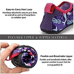 HIITAVE Girls Swim Water Shoes Non-Slip Quick Dry Barefoot Beach Aqua Pool Socks for Boys Kids Toddler Fushia Pupple/Mermaid 3.5-4 M US Big Kid