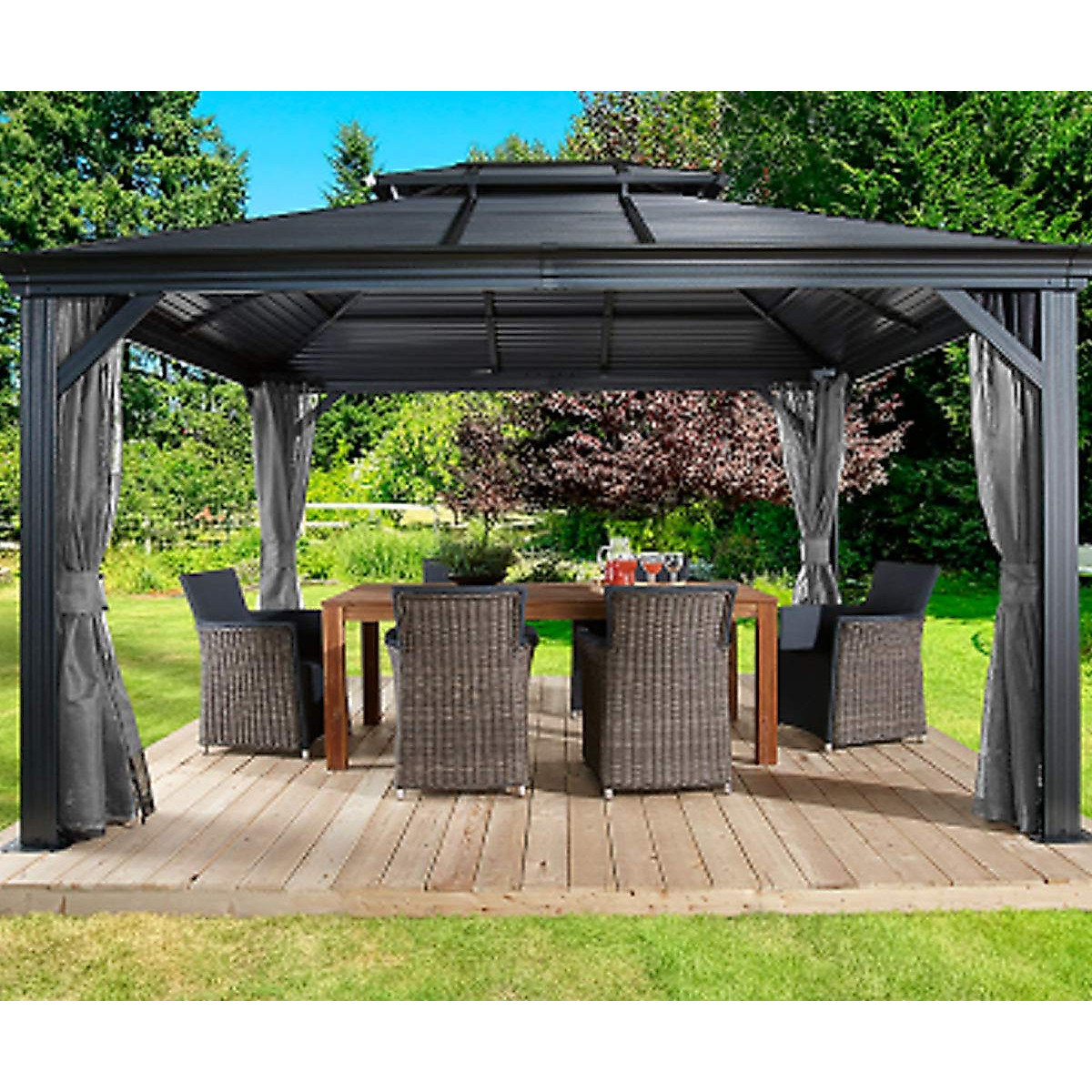 Sojag Outdoor 12' x 14' Mykonos Double Roof Hardtop Gazebo Outdoor Sun Shelter