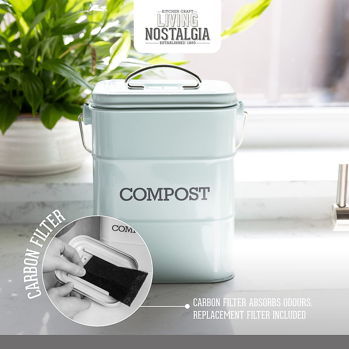 Kitchen Craft Living Nostalgia Vintage Blue Compost Bin LNCOMPBLU