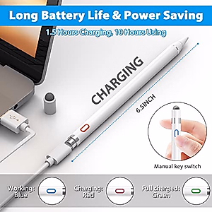 RICQD Stylus Pencil Compatible Apple iPad(2018-2022) with Palm Rejection iPad 10/9/8/7/6th, Pro 12.9 6/5/4/3rd Gen, Air 5/4/3rd, Mini 6/5th, Pro 11 High Precision Drawing Pen