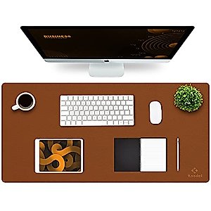 K KNODEL Leather Desk Mat, Large Office Desk Pad, Computer Desk Mat, Laptop Mat for Desk, Desk Protecor Mat, Desktop Mat, Desk Writing Pad, Desk Blotter Pad, Desk Cover Mat (35.4"x17", Brown)