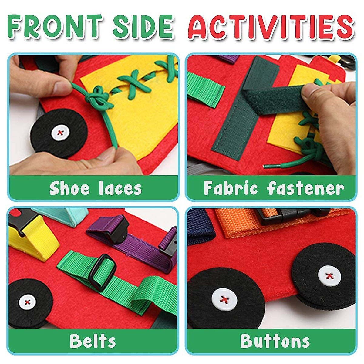 Busy Board, Montessori Toddler Activity Board, Sensory Board for Learning Fine Motor Skills, Car Ride Activities for Toddlers, Travel Toys for Plane, Valentines Gift for Kids, Birthday Gifts