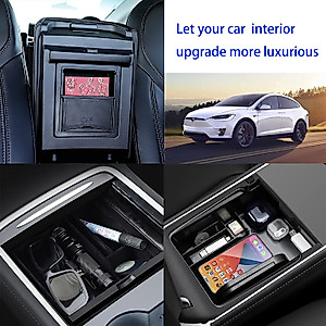 3PCS Center Console Organizer Tray Flocked Designed For Tesla Model Y Accessories 2024 2021-2023,Tesla Model 3 2021-2023 Accessories Armrest Hidden Drawer Storage Box[Not Compatible with Model 3 2024]