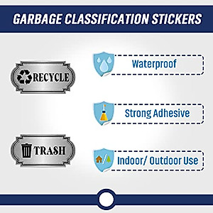 GOLEEX Recycling Bins Sticker Recycle Stickers for Trash Bin Green Sign Symbol Decal Weatherproof Waterproof Vinyl Label Organize Large Garbage Can Labels Sorting Containers Walls