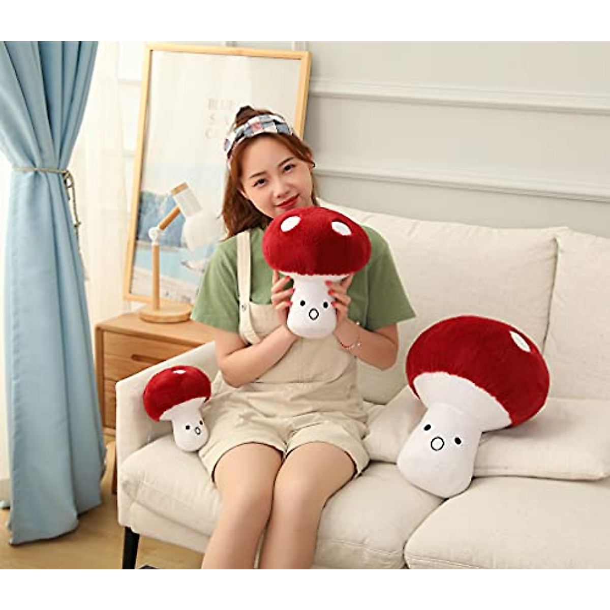 Hynbase 3D Creative Plush Mushroom Cute Sofa Car and Bed Cushions Throw Pillow Surprise Mushroom (7.08")