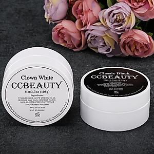 CCbeauty Halloween Makeup 7.4oz Large Black White Cream Face Paint Set with 10 Sponges, Non Toxic Body Painting Kit for Adult Dress Up Mime Skeleton Skull Costume Cosplay Makeup