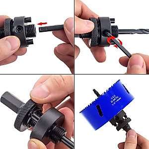 LANIAKEA 4-1/8-Inch Bi-Metal Hole Saw 105MM M42 Annular Hole Cutter HSS Variable Tooth Pitch Holesaw Set with Arbor Blue for Home DIYer