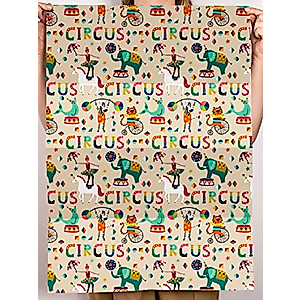 CENTRAL 23 Kids Wrapping Paper - 6 Sheets of Birthday Gift Wrap - Circus Party - Elephant Unicorn Tiger - For Boys and Girls - Recyclable