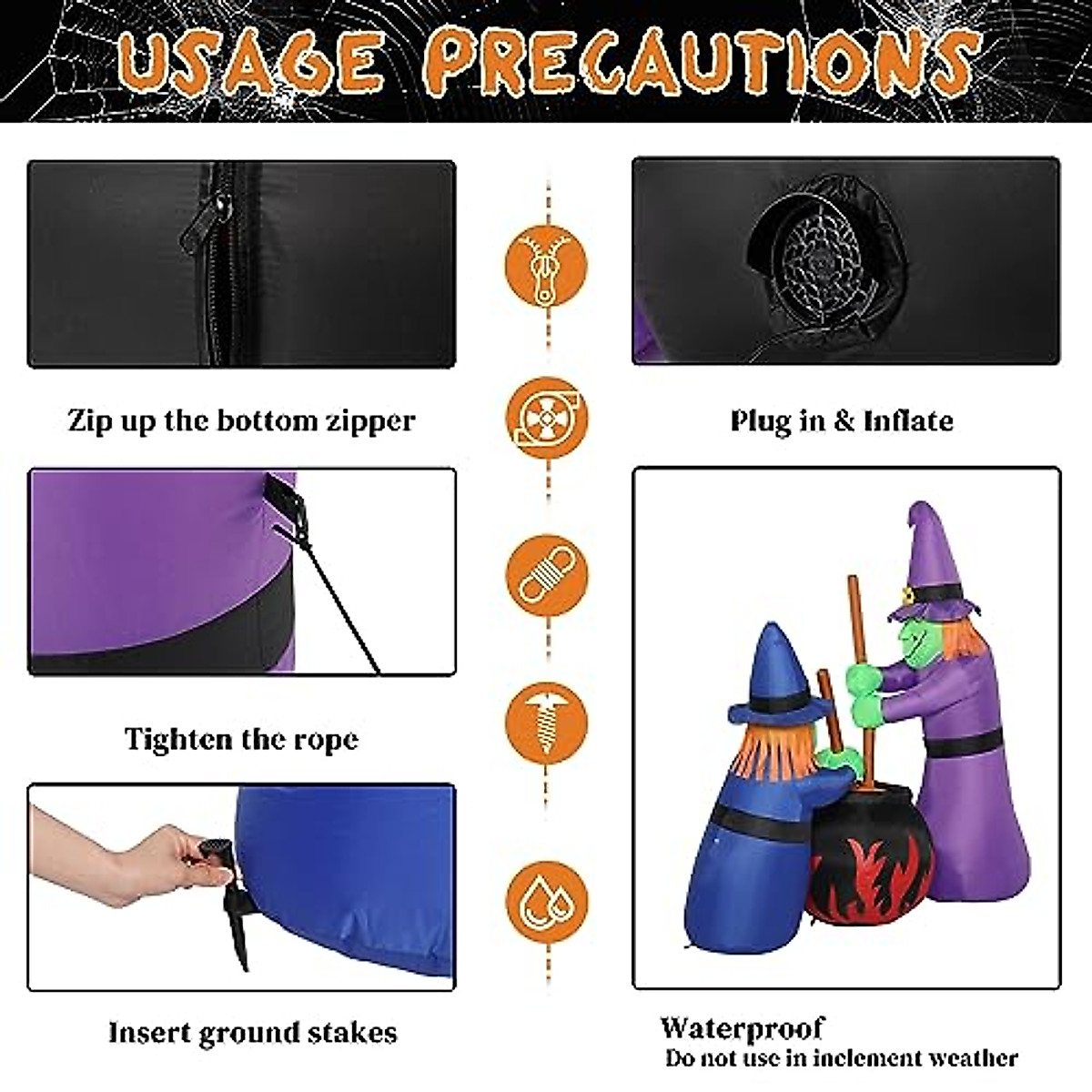 6 FT Long Halloween Inflatables Outdoor Decorations,Blow Up Two Witches with Pots Halloween Yard,Built-in LED Lights Décor for Holiday Party (6 FT,Two Witches with Pots)