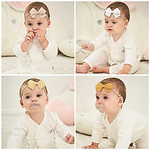 choicbaby 20PCS Baby Nylon Headbands Bows, Super Soft Cotton Linen Nylon Hairbands for Newborn Infant Toddlers Kids Hair Accessories