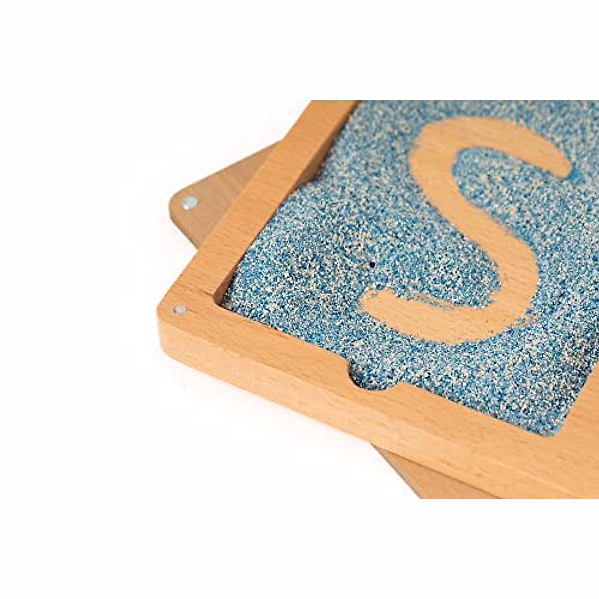 Montessori Sand Tray for Kids 3 4 5 6 Years Old Sand Writing Tray Learning Sensory Toy Educational Alphabet and Phonic Words Comes with Sand, Tray, Lid, 2 Sets of Flashcards, Stylus (Dark Blue)