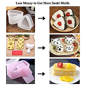 Rice Ball Mold, 3 Pack Onigiri Mold, Cute Cat Kitten Sushi Mold for Kids, Musubi Maker Press, Classic Triangle Rice Ball Maker Sushi Mold Kit for Lunch Bento Box Accessories
