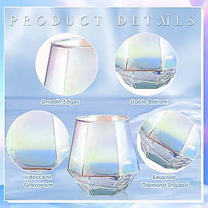 Set of 12 Iridescent Stemless Wine Glass 10.5 oz Modern Glassware Rainbow Colored Wine Glass Gift for Wine Cocktail Whiskey for Wedding Birthday Party Home Bar Housewarming