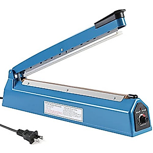 16 Inch Impulse Heat Sealer Manual Bags Sealer Heat Sealing Machine Impulse Sealer Machine for Plastic Bags PE PP Bags with Extra Replace Element Grip