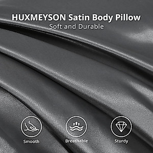 HUXMEYSON Body Pillow with Satin Pillowcase, Cooling Body Pillows for Adults, Long Pillow for Bed with Removable Cover, Grey (20"x54")