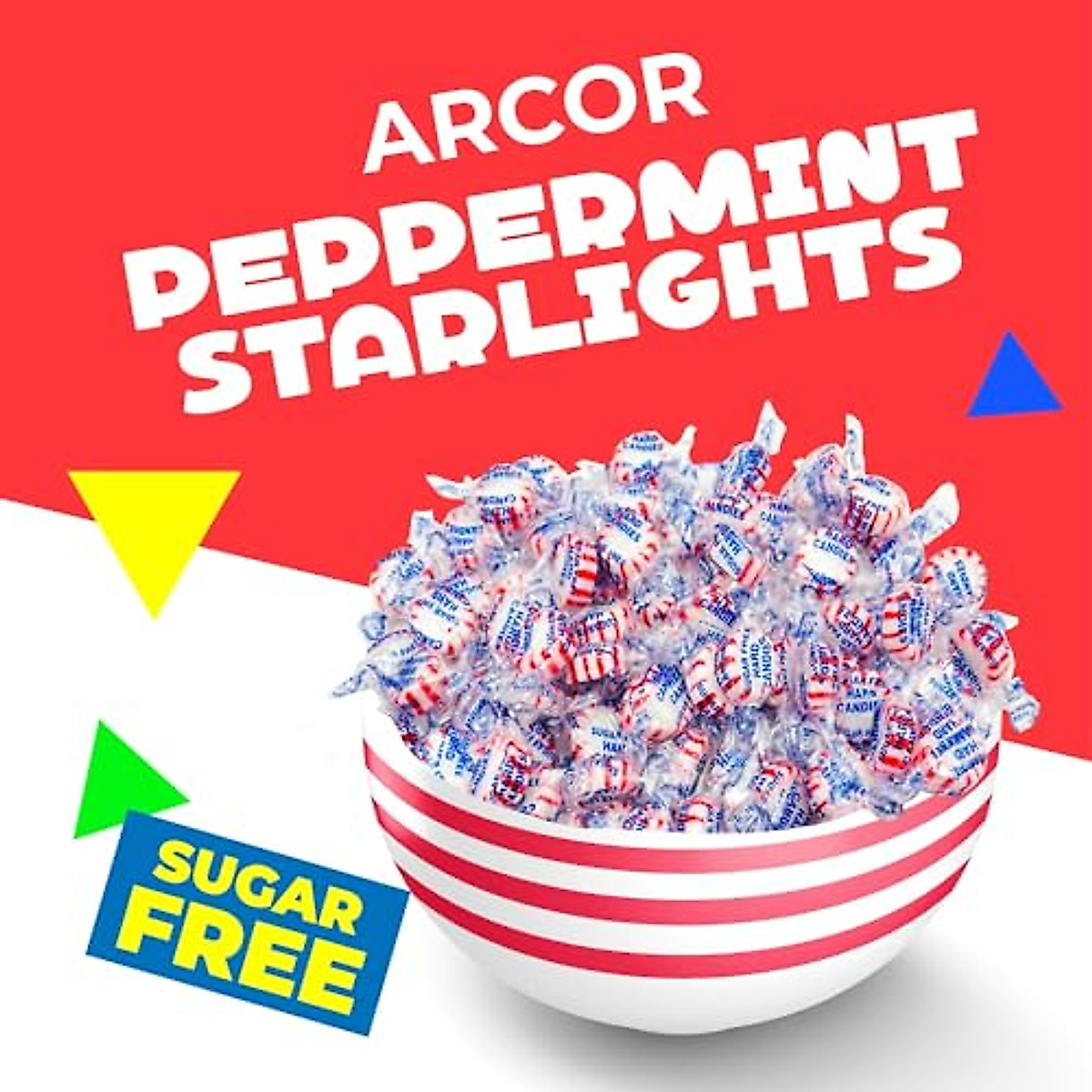 LaetaFood Sugar Free Peppermint Pinwheel Starlight Hard Candy (1 Pound Bag)
