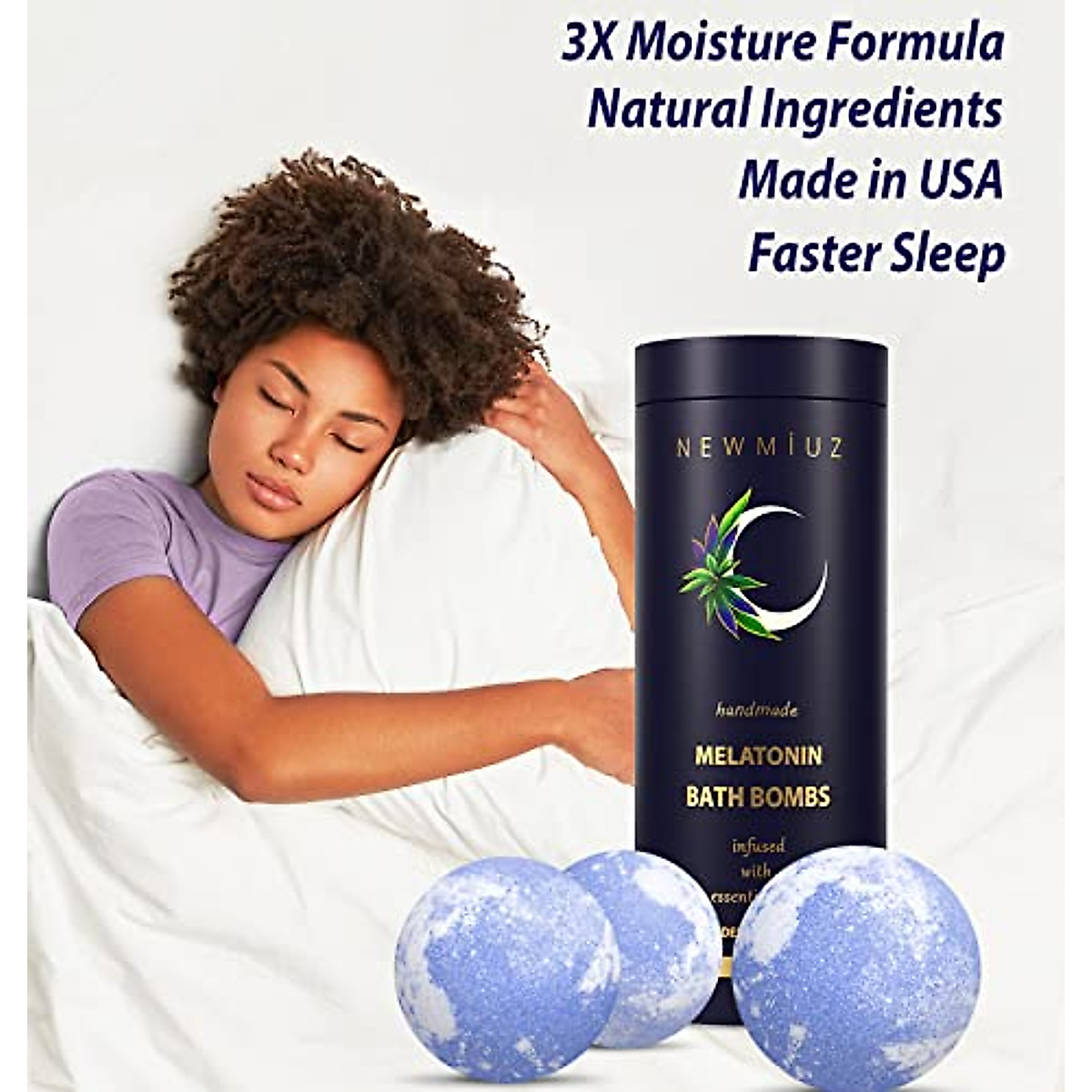 Sleep Melatonin Bath Bombs Lavender Chamomile Essential Oils Calming Natural Bubble Bath Shower Fizzies Spa Gifts Set Mother's Birthday Christmas Women Perfect Stocking Stuffers