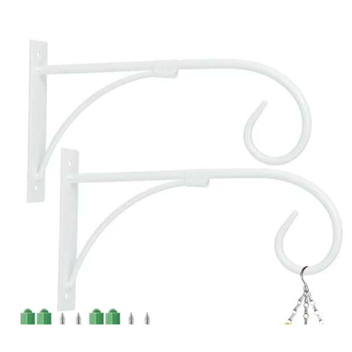 2PCS Wall Hanging Flower Basket Wall Decoration Hanging Basket Flower Frame Hanging Flower Frame Living Room Balcony Hanging Kitchen Decorations Wall Stickers (White, One Size)