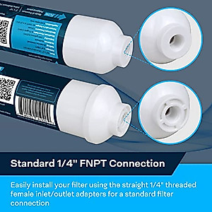 SpiroPure Inline Sediment Water Filter with 1/4" FNTP or 3/8" Quick-Connect, 2" x 10" (1 Pack)
