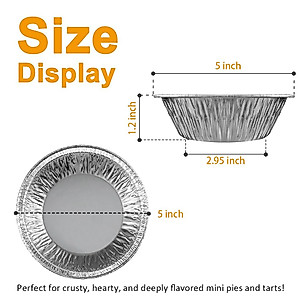 LOYUDEQIU 5 Inch Aluminum Foil Mini Pie Pans - Disposable Small Pie Tins For Bakeries, Cafes, Restaurants - Durable Mini Foil Pans for Pie, Fruit Tarts, Quiche (50, 5 Inch)