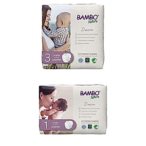 Bambo Nature Premium Eco-Friendly Baby Diapers, Size 3, 29 Count and Size 1, 36 Count