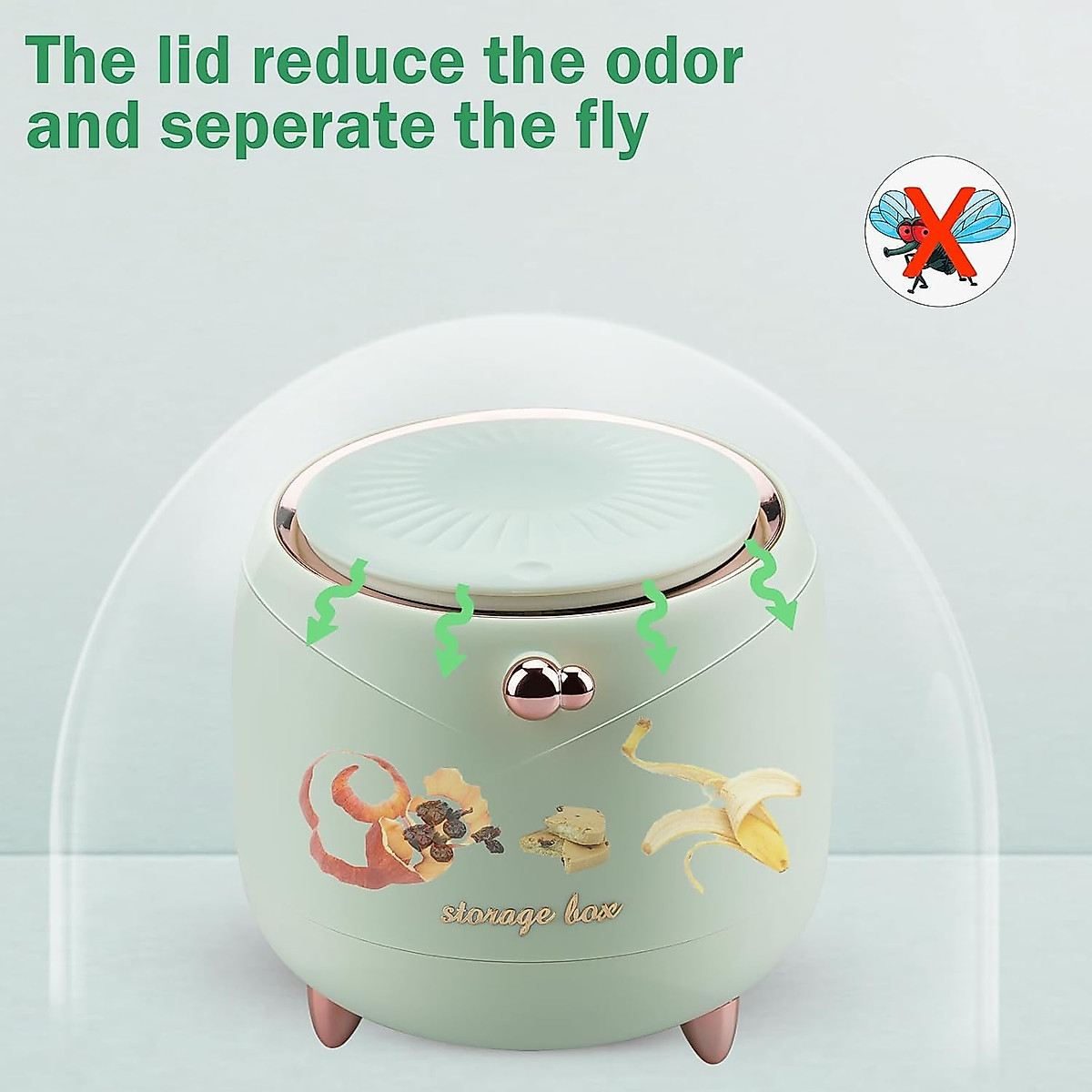 Cute Trash Can with Lid for Desk 0.4Gal/1.4L with Trash Bags180 Pcs Mini Garbage Can Decorative Wastebasket for Counter Top for Office Home (Green)