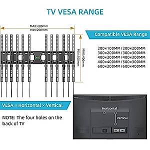 Height Adjustable TV Wall Mount, Bracket for Most 42-75 inch LED, LCD Monitor and Plasma TVs, Holds up to 132lbs, Max VESA 600x400mm by XINLEI (MFA6)