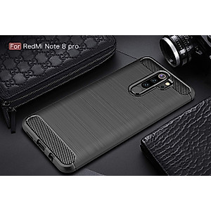 CruzerLite Case Compatible with Xiaomi Redmi Note 8 Pro Case, Carbon Fiber Texture Design & Leather Texture Back Cover Anti-Scratch Shock Absorption Case Made for Xiaomi Redmi Note 8 Pro (Black)