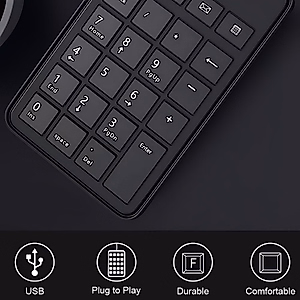 Wired 10-Key USB Keypad Number Pad – Portable Numeric Keypad Keyboard for Laptop, PC and Desktop | Computer Accessories Numpad for ChromeBook Surface Notebook MateBook - Essential Office Data Entry