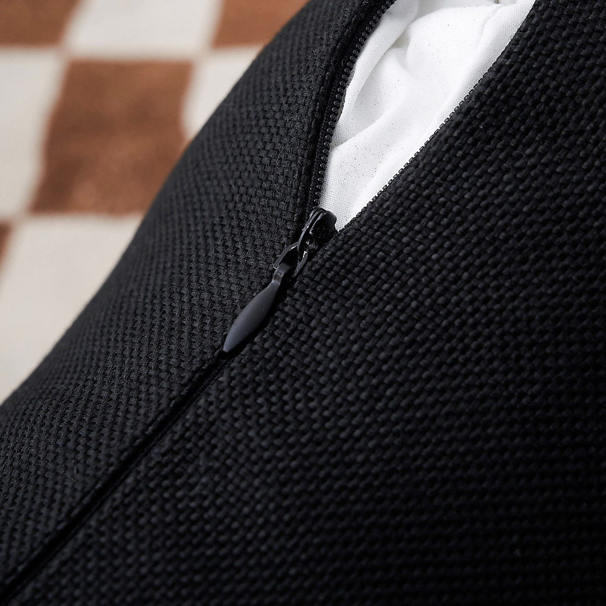 Home Brilliant Throw Pillow Covers 18 x 18 inch Set of 4 Decorations Lined Linen Square Throw Pillow Cases for Couch, 45cm, Black