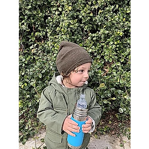 Pura Kiki 9oz/260 ml Stainless Steel Insulated Bottle w/Silicone Straw & Sleeve, 100% Plastic-Free, MadeSafe Certified, 100% Medical-Grade Silicone Straw for Kids, Toddlers, Babies & Infant – Mint