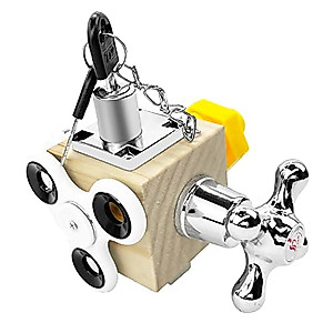 Celarlo Fidget Busy Cube for Kids, Sensory Busy Board Travel Toy for Toddlers, Wooden Montessori Educational Learning Toys Gift for Children Kids