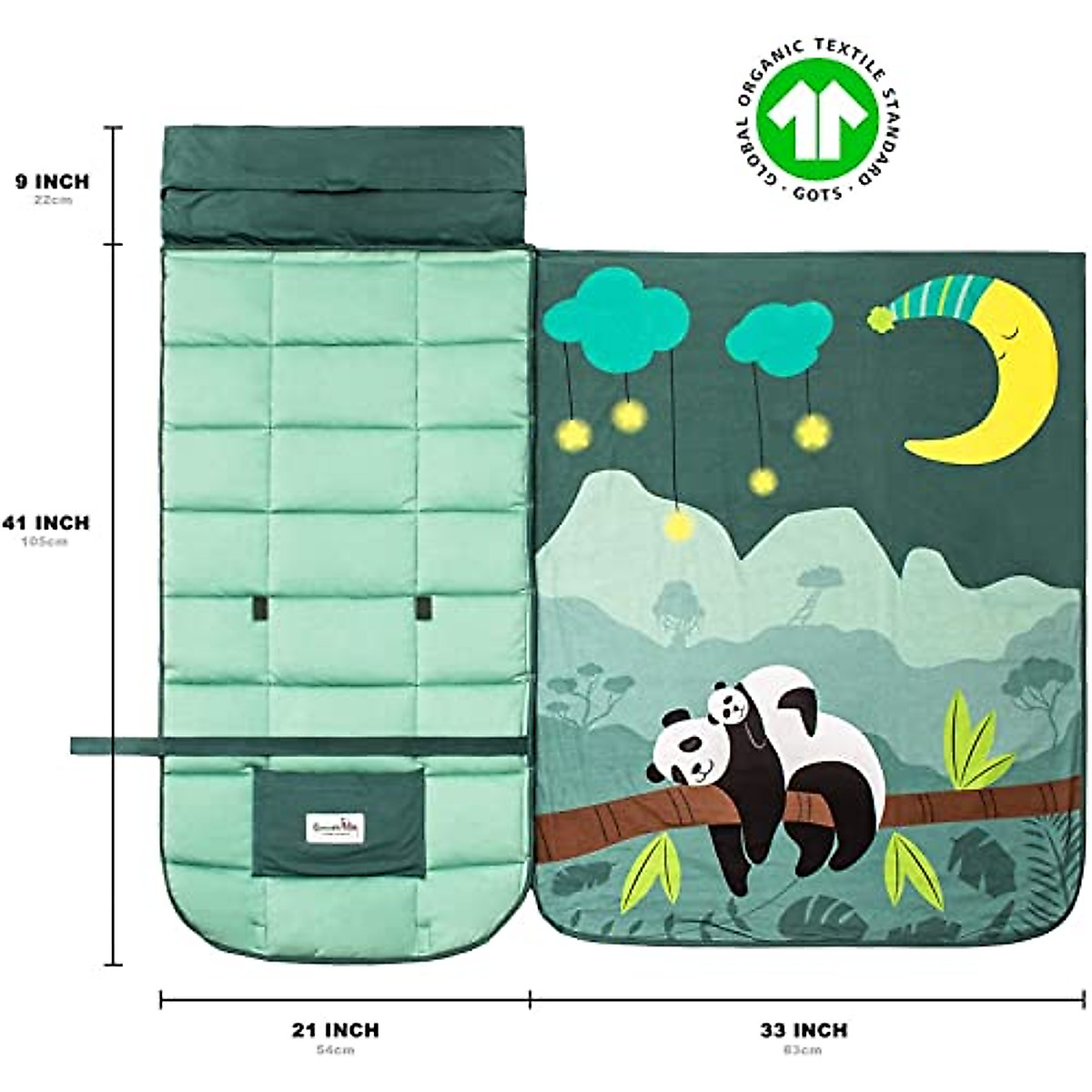 Panda - Organic Cotton Nap Mat for Daycare and Preschool - 50 x 21 INCH (2 to 4 Years)