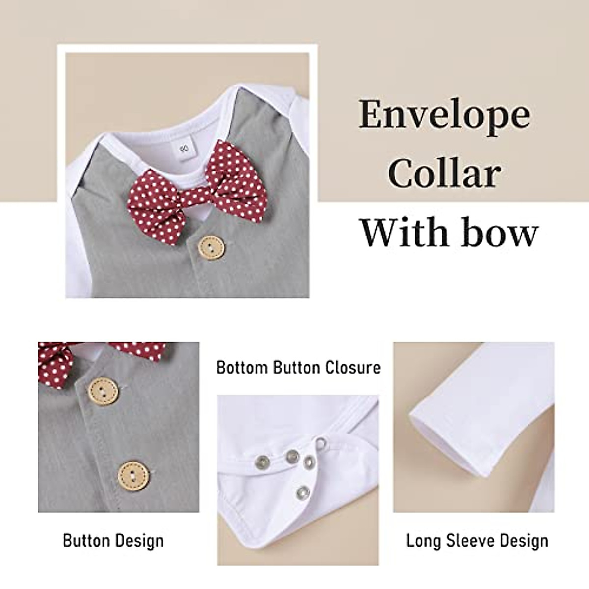 Yoveme Baby Boy Summer Clothes Gentleman Outfit Newborn Wedding Clothes Bowtie Tuxedo Formal Suit