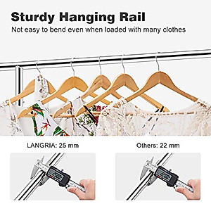 LANGRIA Heavy Duty Garment Rack Commercial Grade Adjustable Clothing Rack Supreme Rolling Rack Steel Adjustable Clothes Rack, Chrome Finish