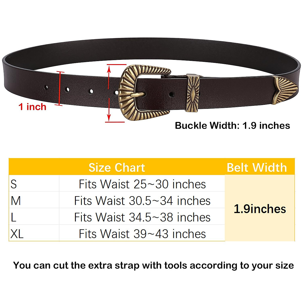 ALAIX Belts for women Women's Belts Silver Gold Buckle leather belts Black Western belts Jeans Pants belts for women