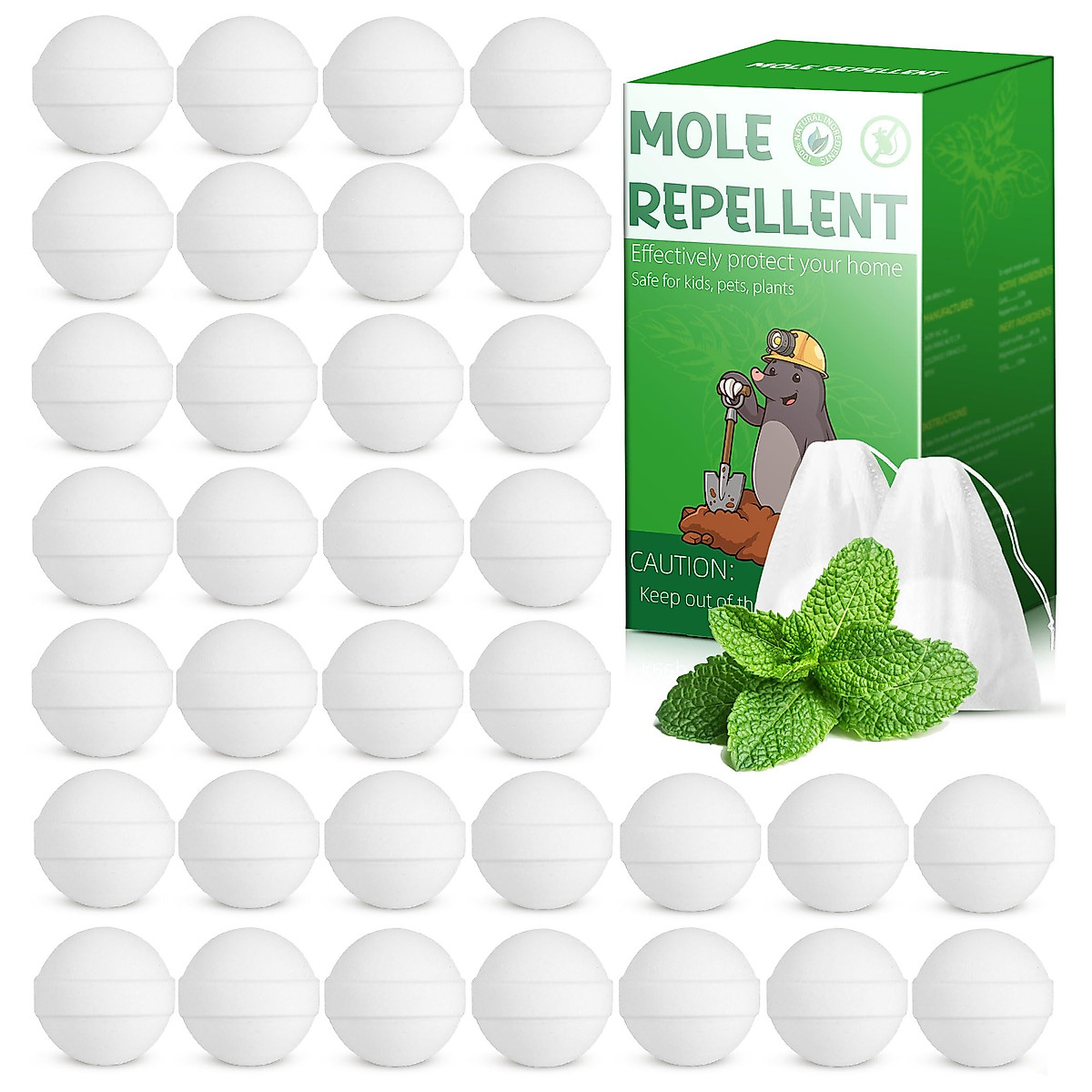 36 Pack Mole Repellent for Lawns, Natural Vole Repellent Gopher Repellent and Groundhog Repellent Outdoor Use, Getting Rid of Moles and Voles from Lawn Yard Garden, Mole Deterrents Plant Safe