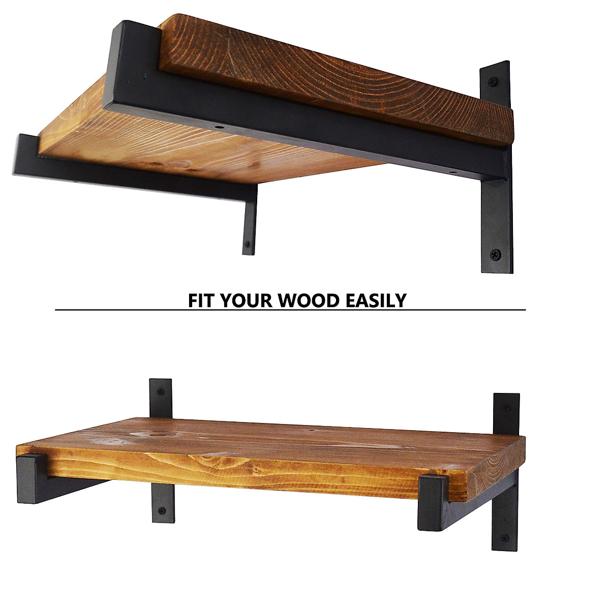 6 Pcs Heavy Duty Shelf Brackets 12 Inch Wall Mounted Industrial Metal Shelving Supports with Lip