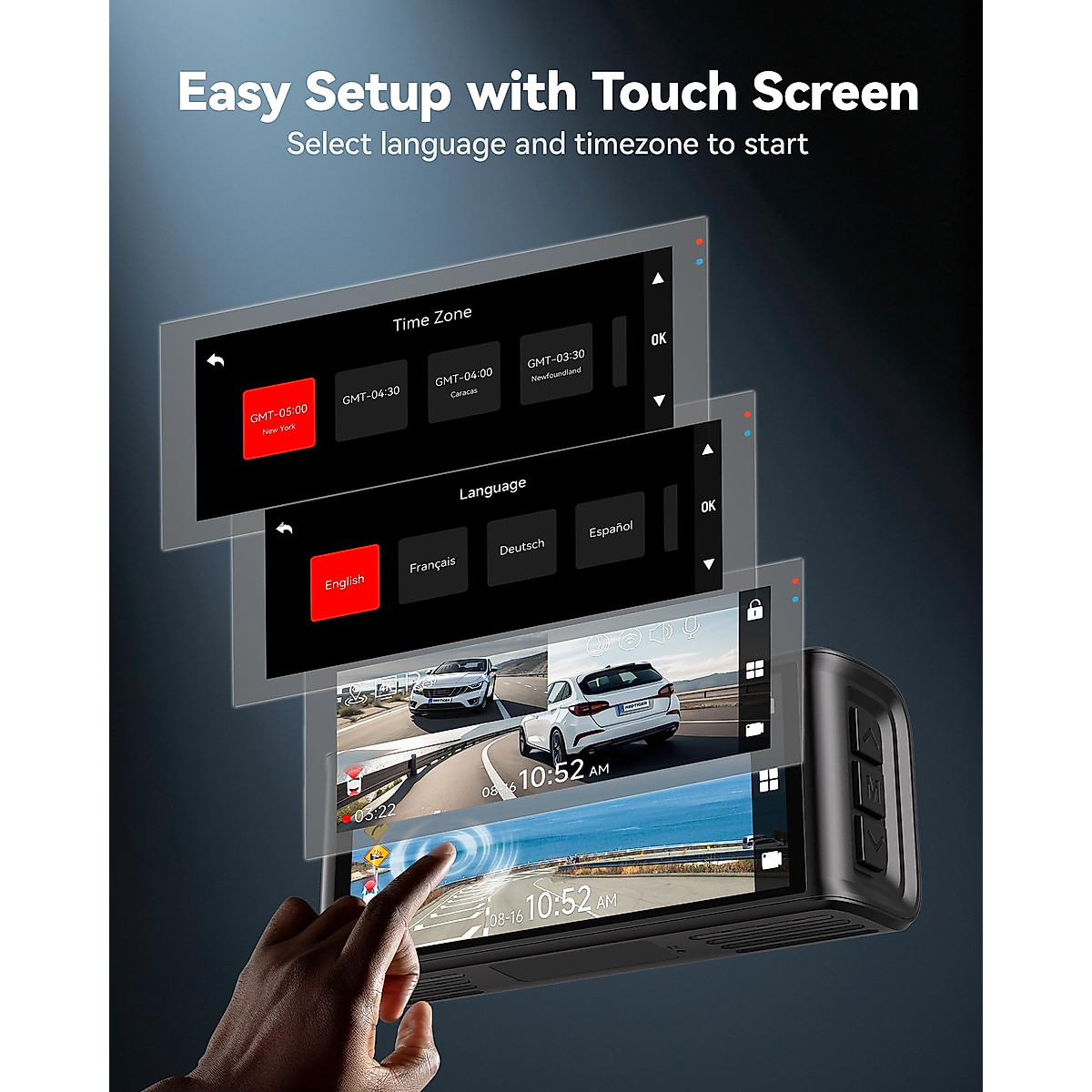 REDTIGER 4K Dash Cam Front and Rear, Touch Screen 3.18 Inch, Voice Control, 5.8GHz WiFi Car Dash Camera with 64GB Card, GPS, UHD 2160P Night Vision, WDR, Emergency Lock, Parking Monitor (F7N Touch)